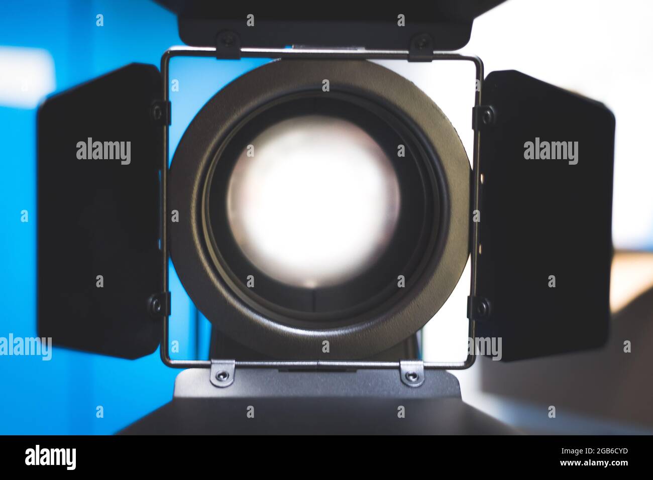 Professional studio spotlight in a TV studio. Lighting equipment for ...