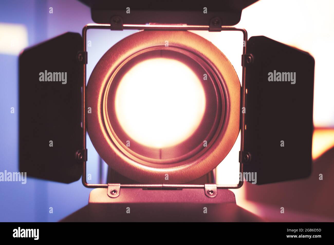 Professional studio spotlight in a TV studio. Lighting equipment for ...