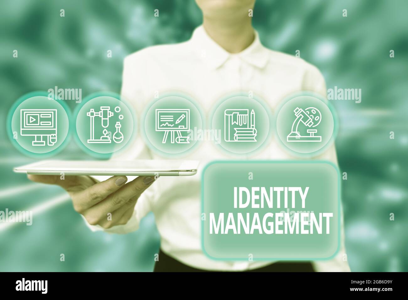 Text caption presenting Identity Management, Word for administration of ...