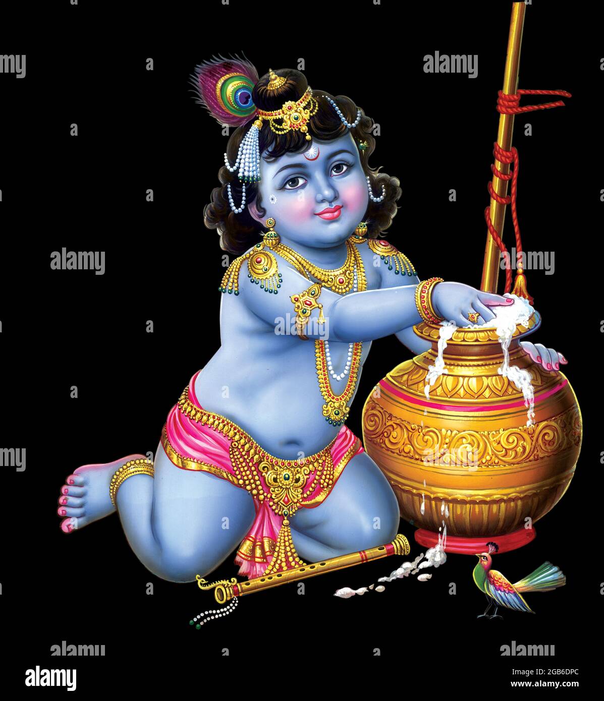 Indian God Lord Krishna with his flute making magical tunes Stock Photo ...