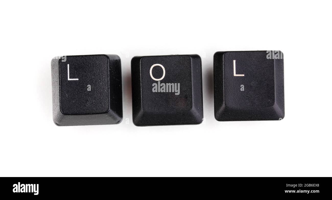 Keyboard keys saying lol isolated on white Stock Photo - Alamy