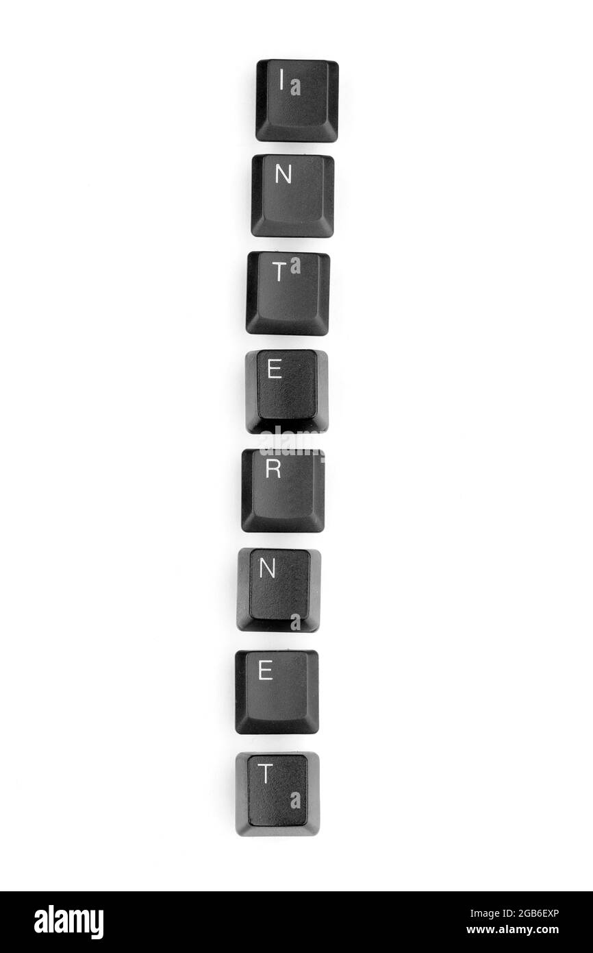 Keyboard keys saying internet isolated on white Stock Photo - Alamy