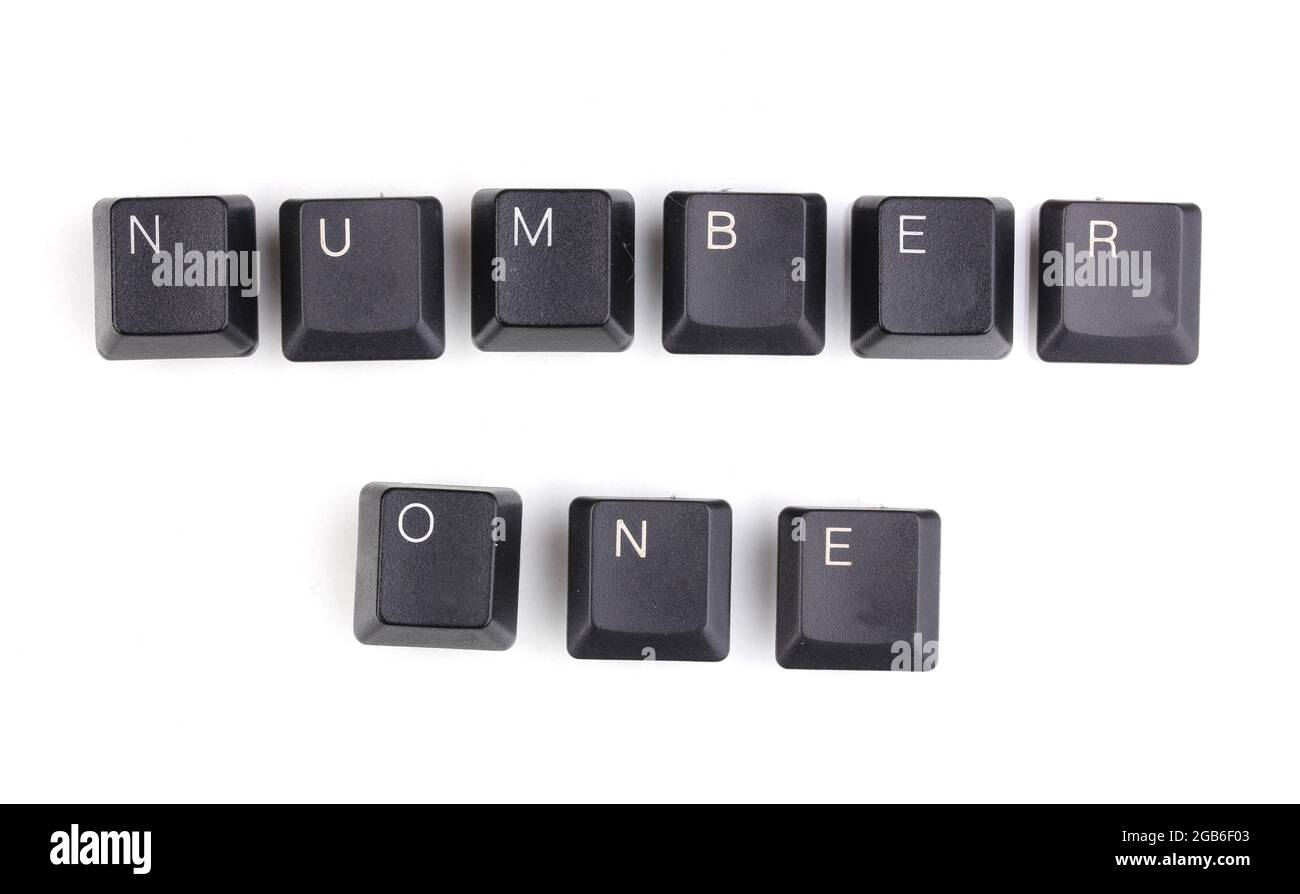 Keyboard keys saying number one isolated on white Stock Photo - Alamy