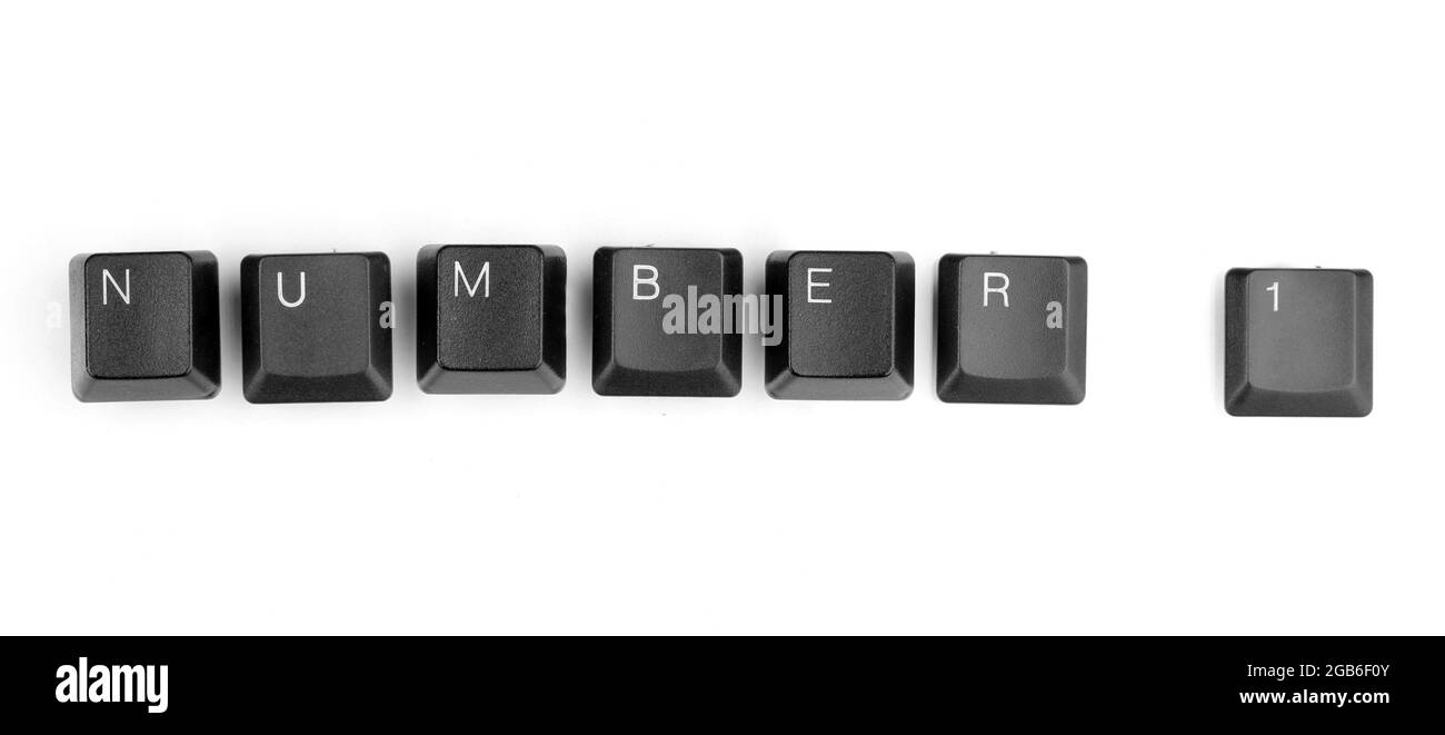 Keyboard keys saying number one isolated on white Stock Photo - Alamy