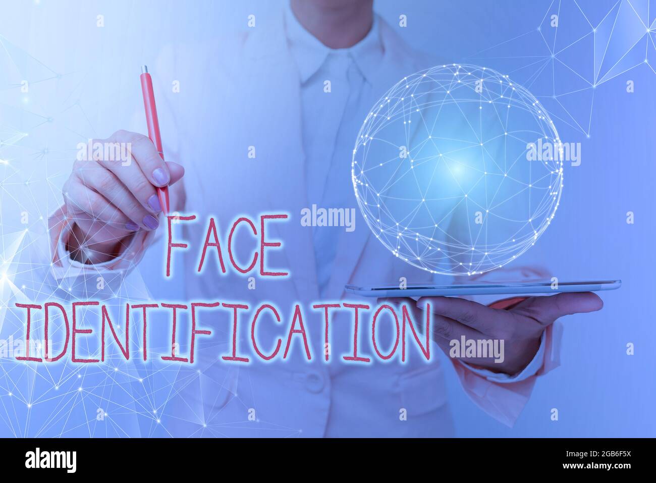 Conceptual display Face Identification. Word Written on analyzing ...