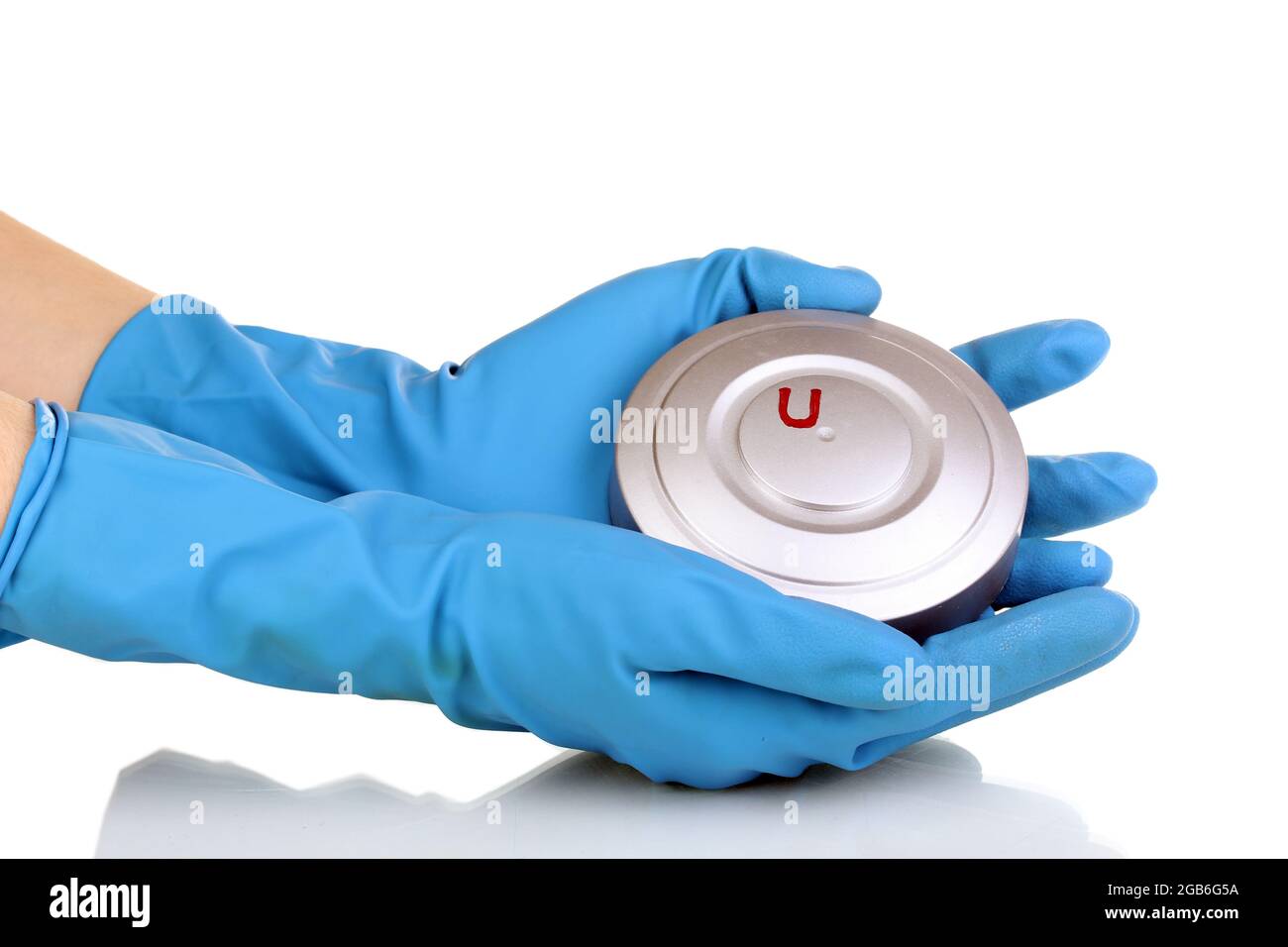Uranium in hands isolated on white Stock Photo - Alamy