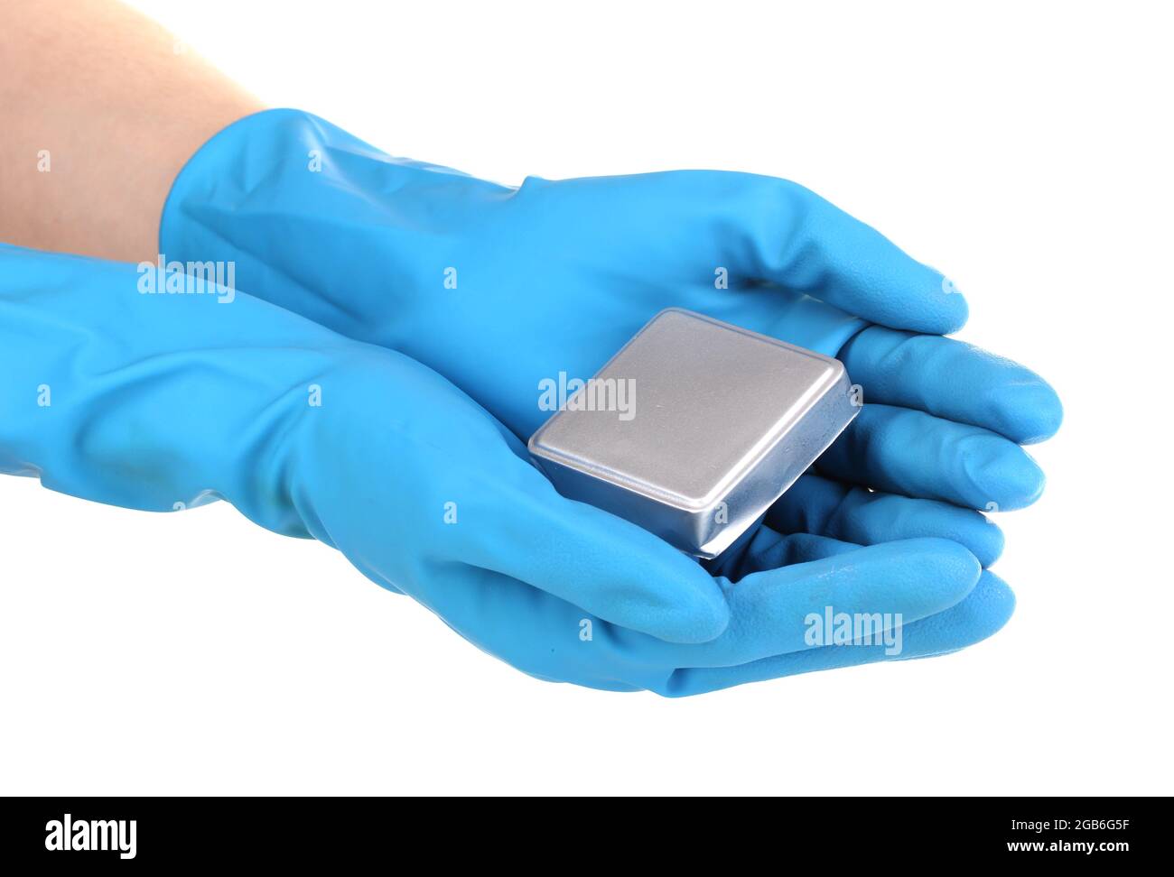 Uranium in hands isolated on white Stock Photo - Alamy