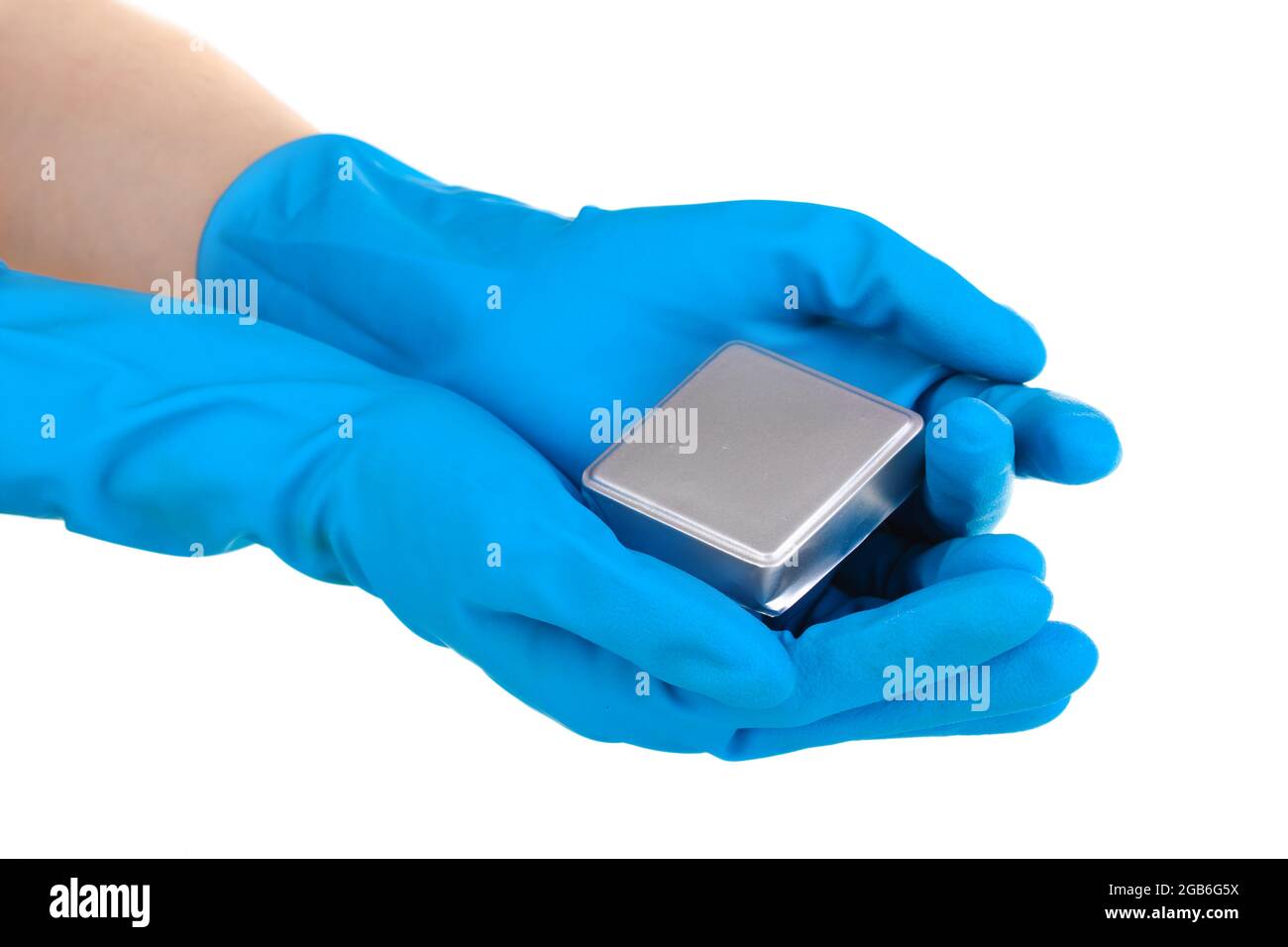 Uranium in hands isolated on white Stock Photo - Alamy