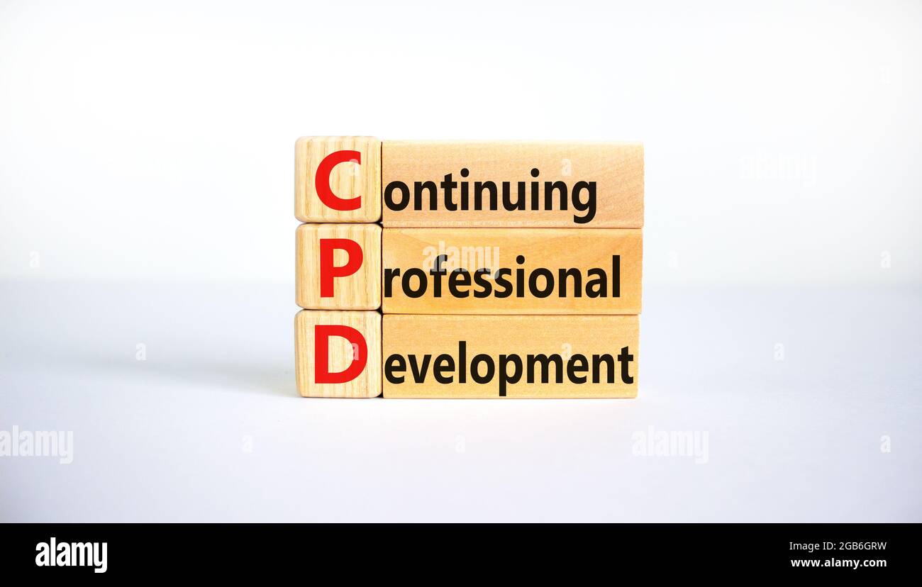 CPD, continuing professional development symbol. Wooden blocks with ...
