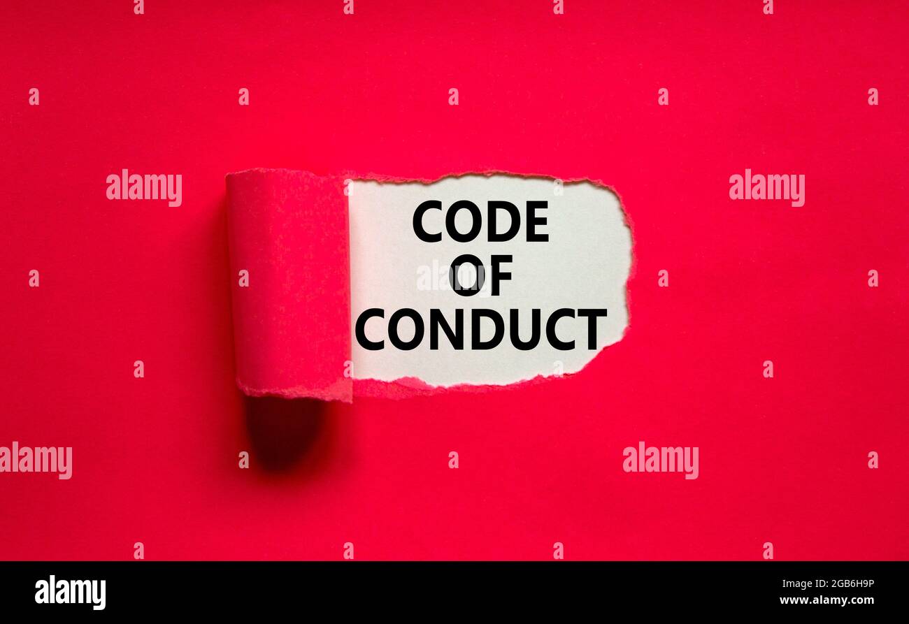 Code Of Conduct Symbol Words Code Of Conduct Appearing Behind Torn Purple Paper Beautiful