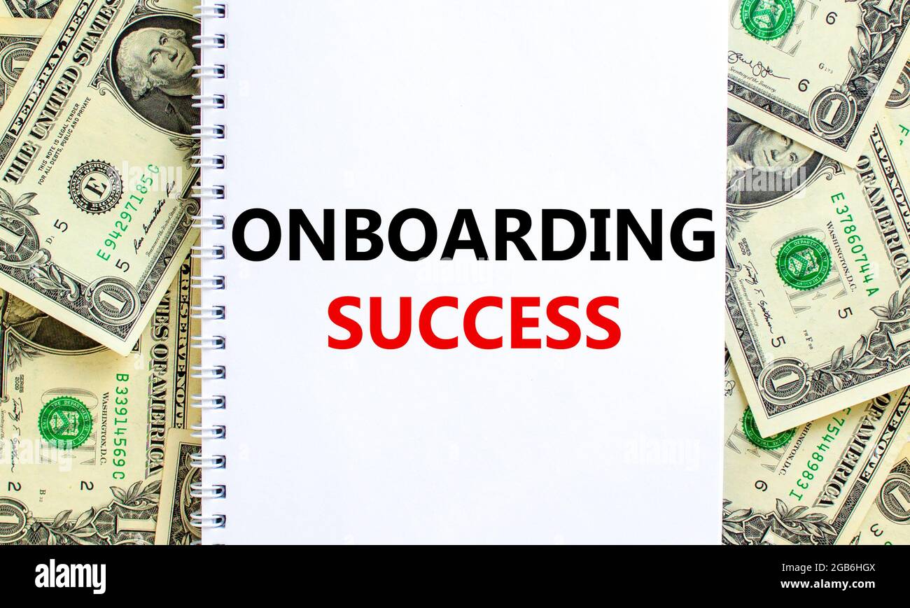 Onboarding success symbol. Words 'Onboarding success' on white note ...