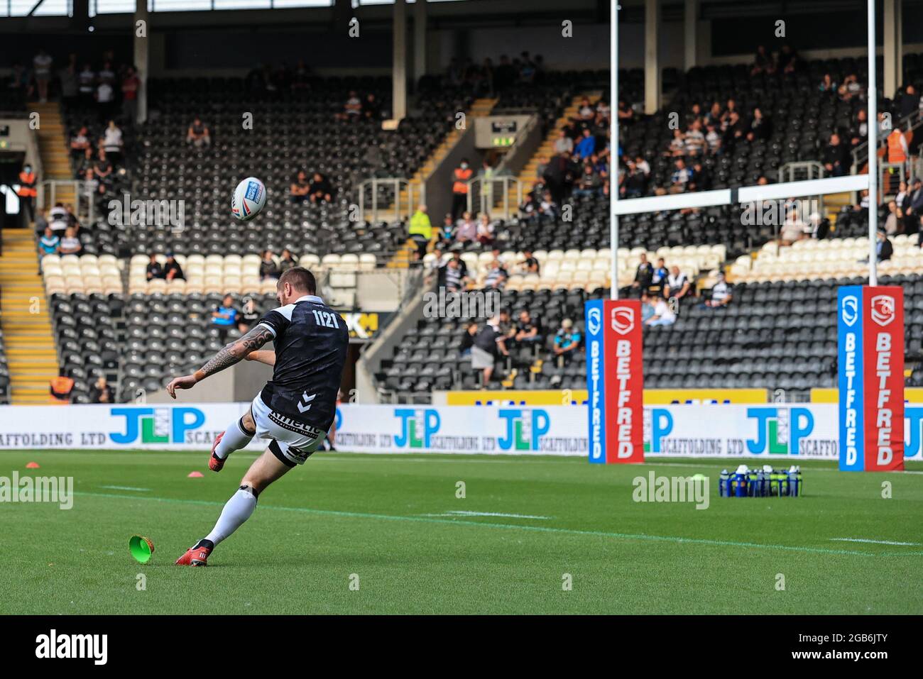 Hull, UK. 02nd Aug, 2021. Marc Sneyd (7) of Hull FC during pre-game ...