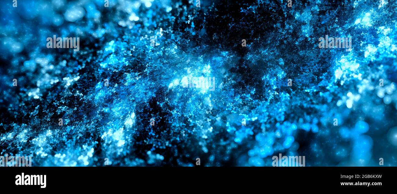 Blue glowing quantum energy, computer generated abstract widescreen ...