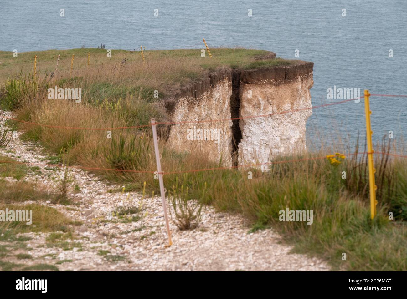 Crumbling chalk cliffs Beachy Head. after huge cliff fall (land erosion ...