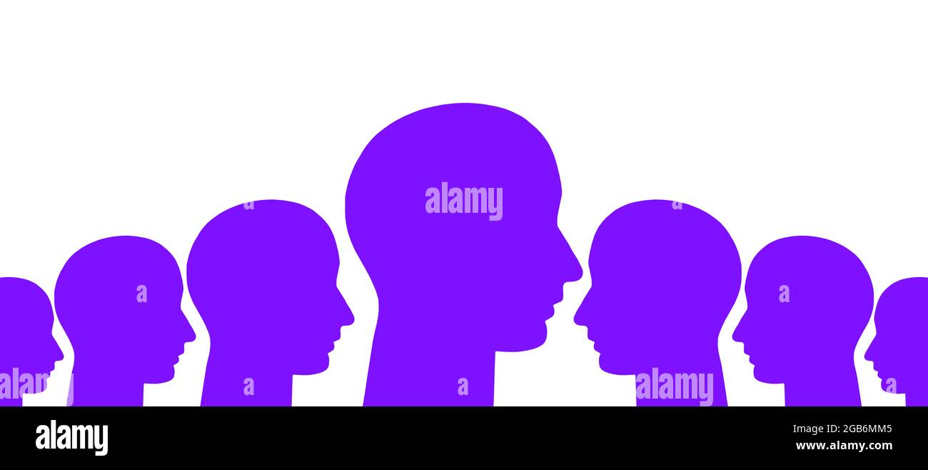 silhouettes of multicolored heads of a crowd of people idea Stock Photo ...