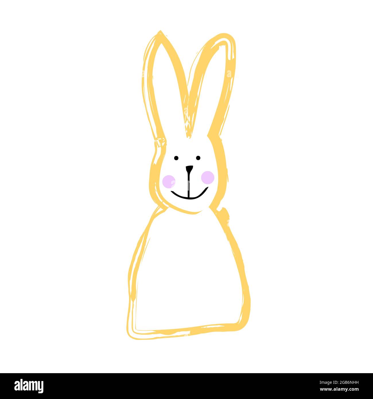 Rabbit illustration in yellow color cartoon style isolated on white ...