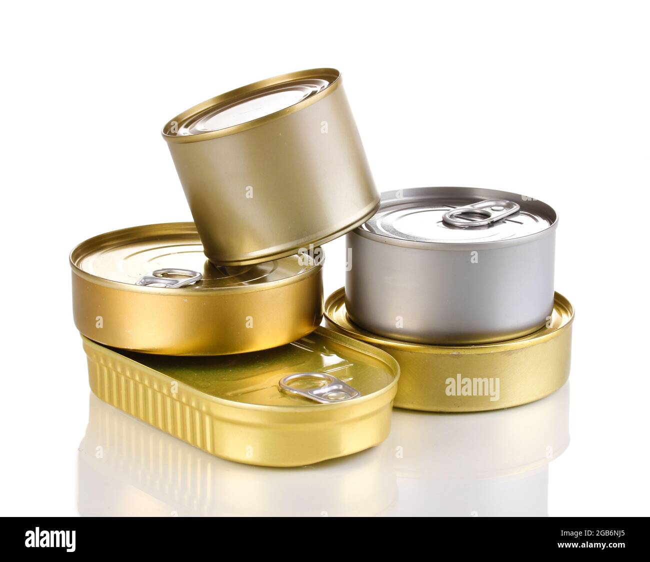 Tin cans isolated on white Stock Photo - Alamy