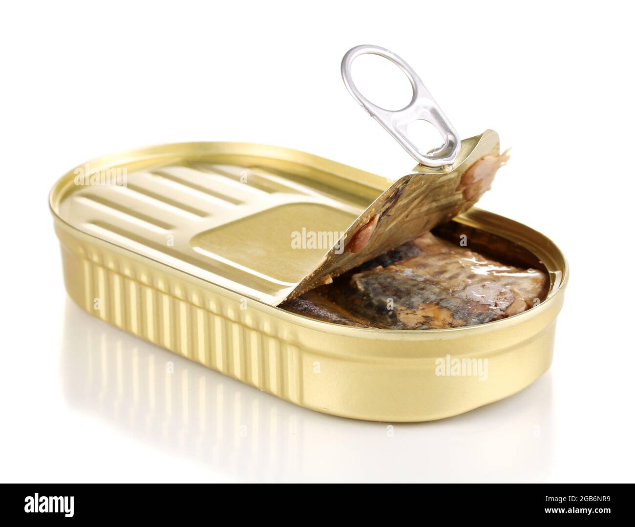 Open tin can isolated on white Stock Photo - Alamy