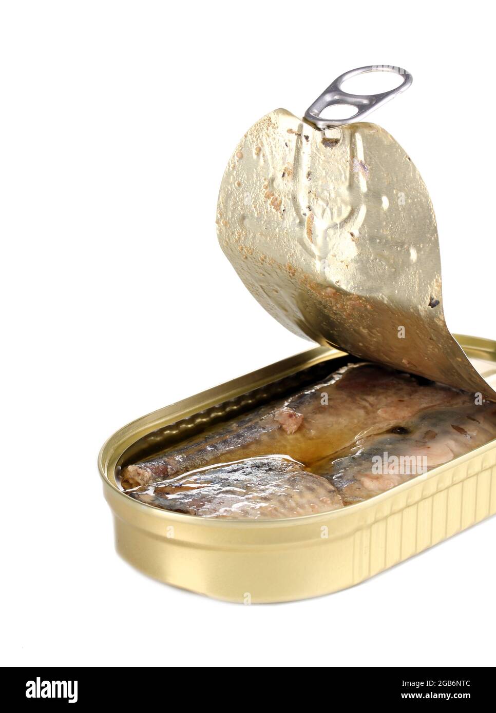 Open tin can isolated on white Stock Photo - Alamy