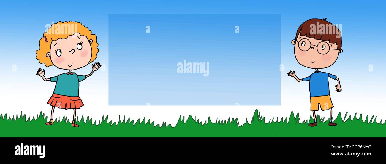 cute children and blue sky background texture and banner Stock Photo ...