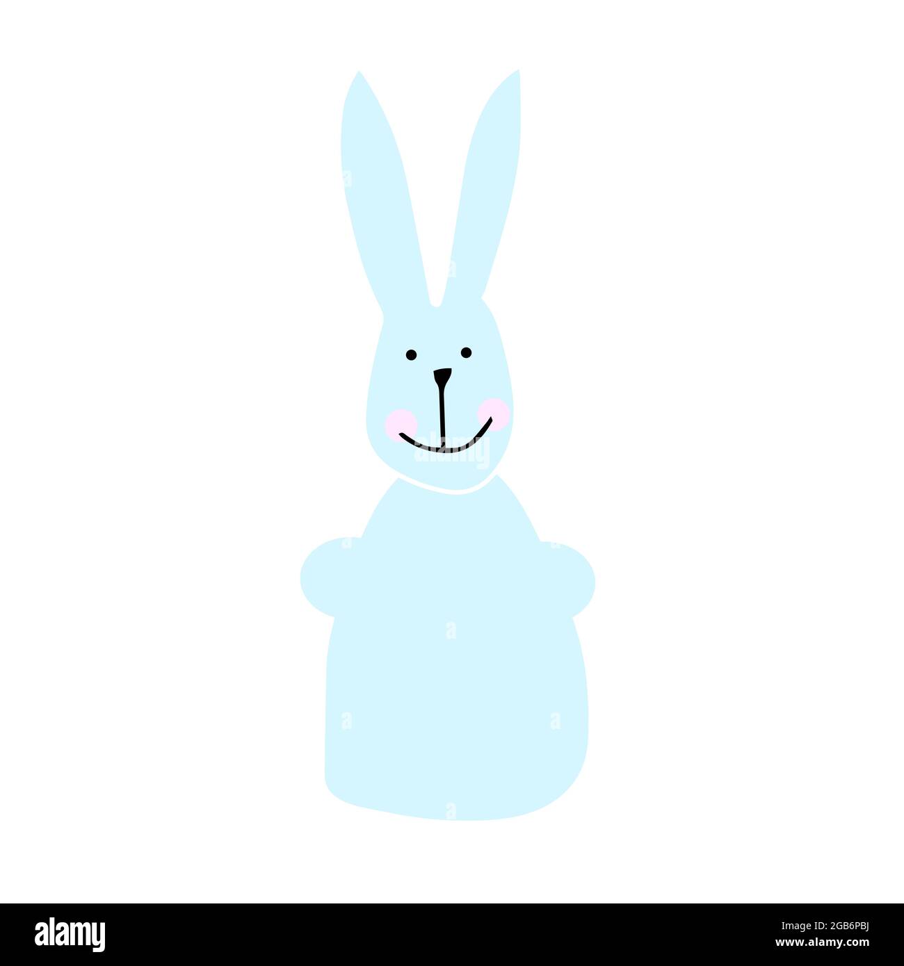 Rabbit illustration in blue color cartoon style isolated on white Stock ...