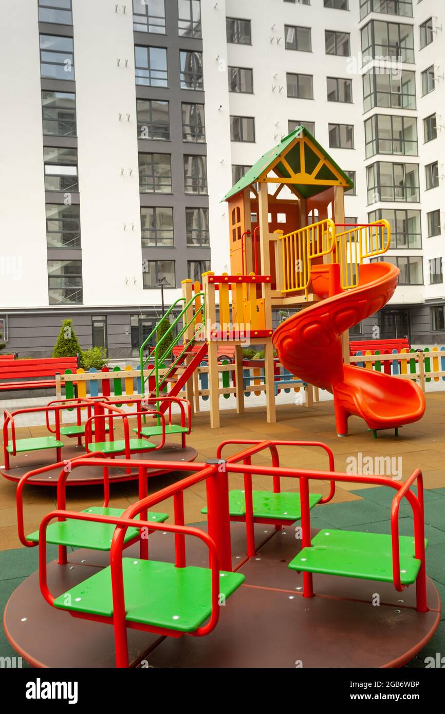 beautiful playground in the residential building Stock Photo - Alamy