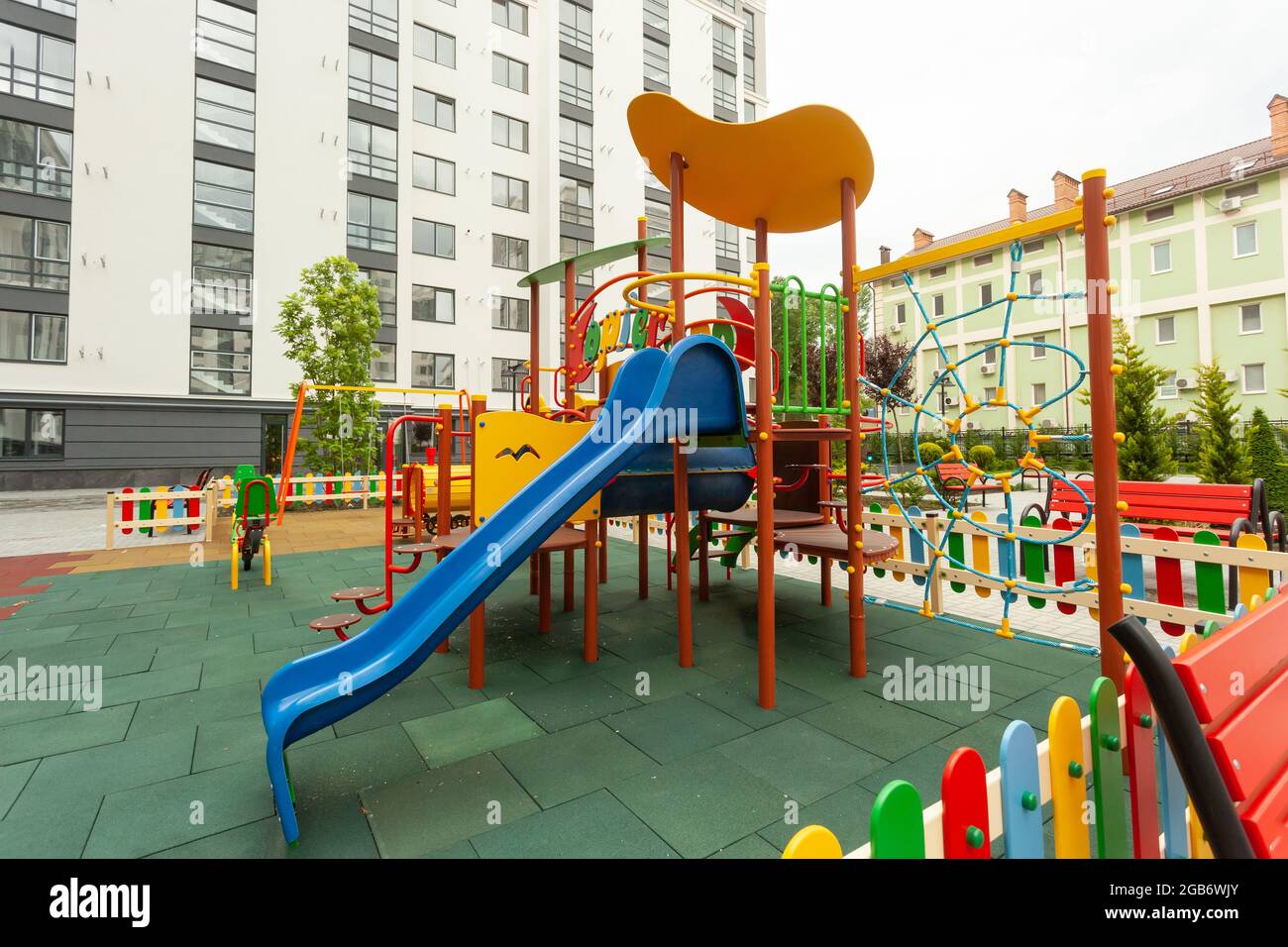 beautiful playground in the residential building Stock Photo - Alamy