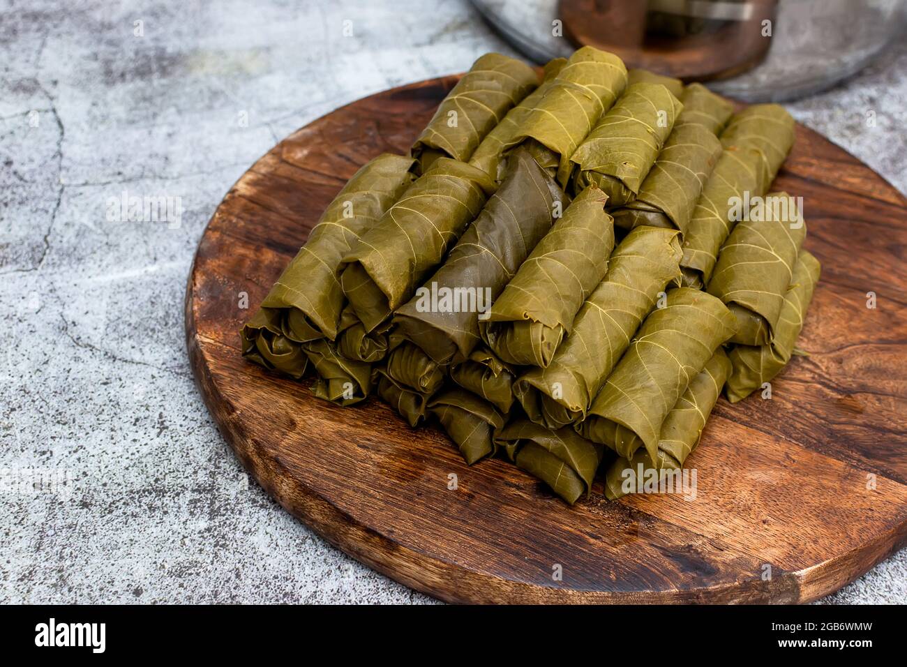 Traditional Bulgarian homemade stuffed vine leaves with rice and ...