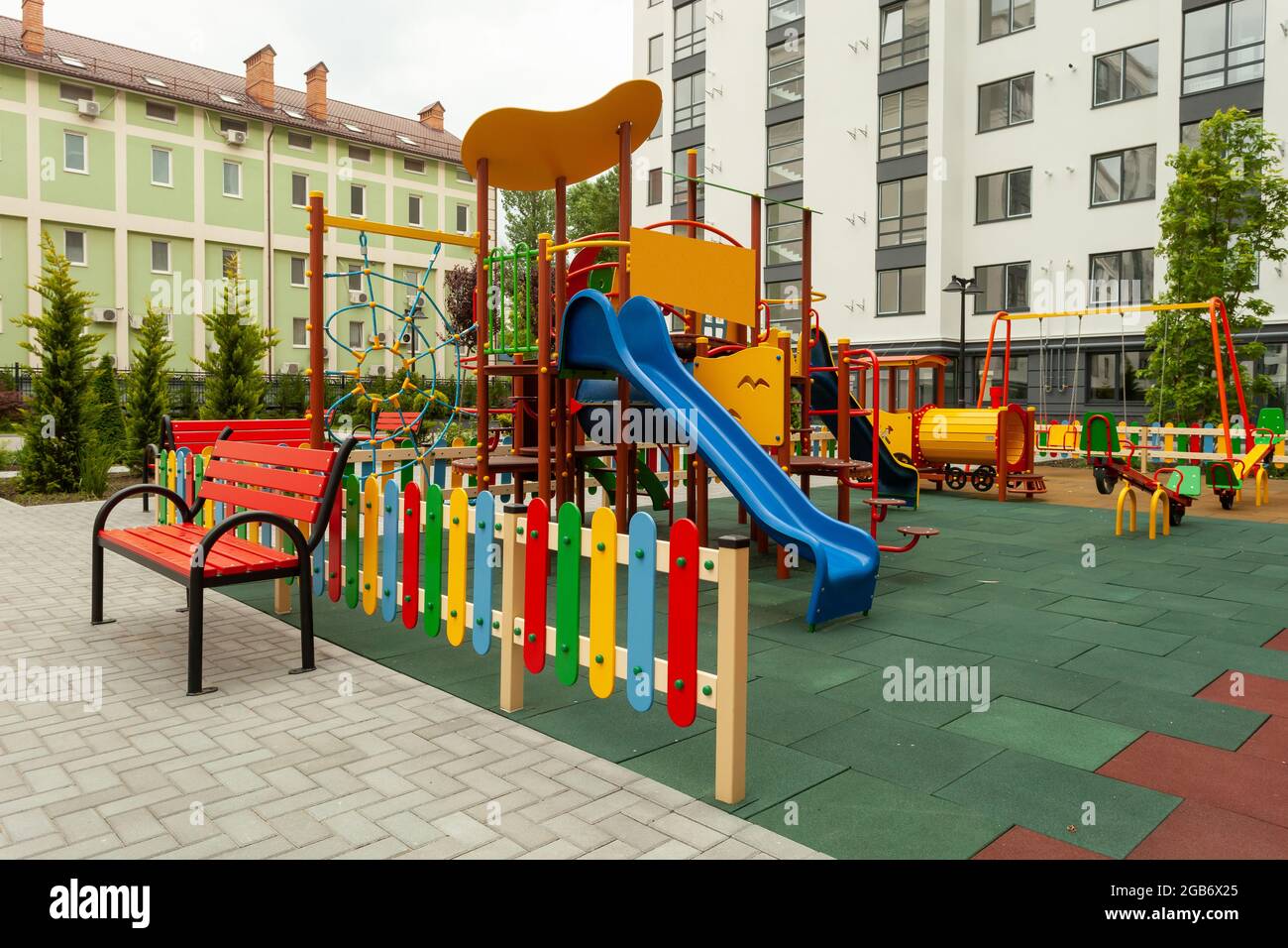 beautiful playground in the residential building Stock Photo - Alamy