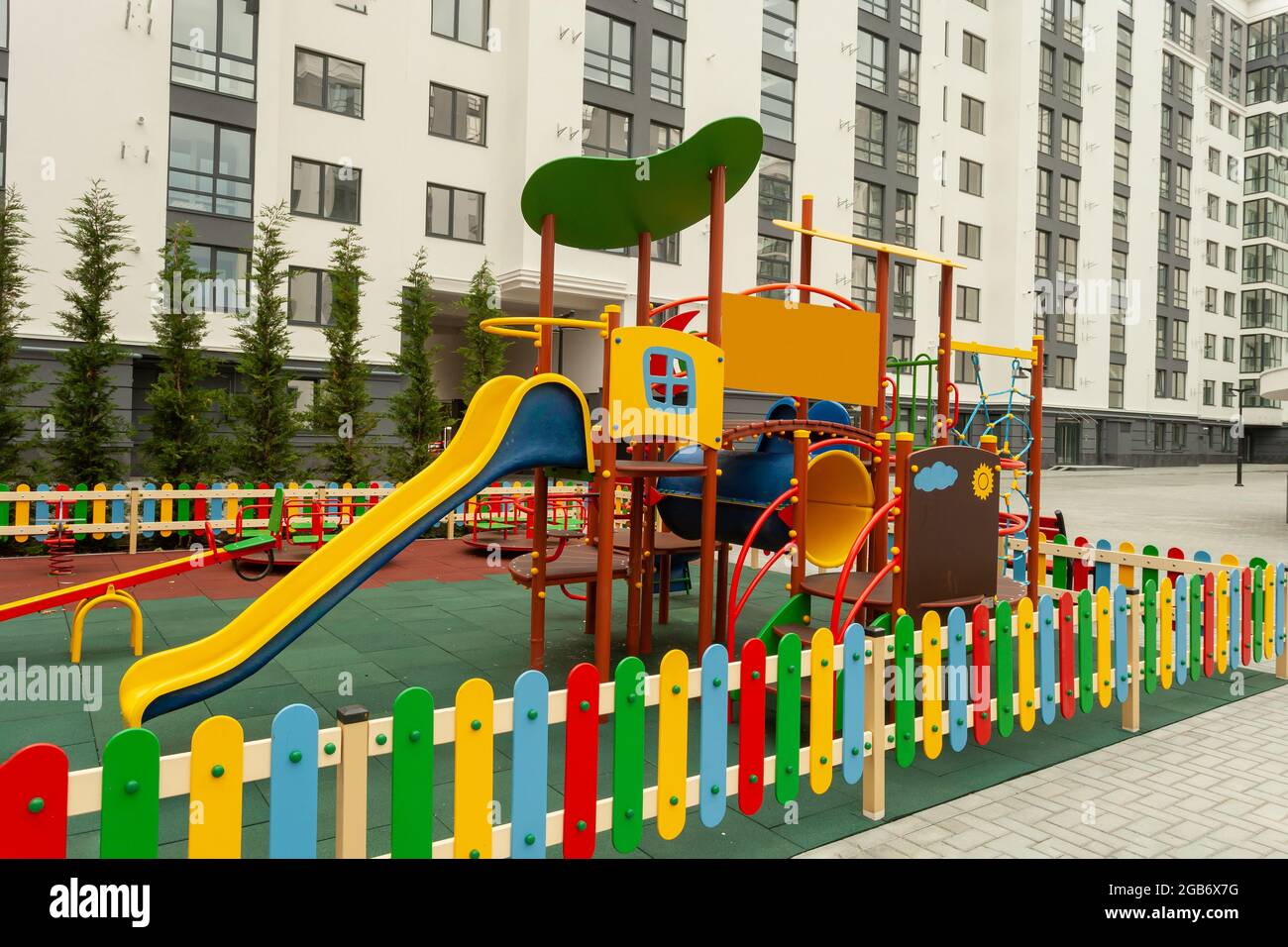 beautiful playground in the residential building Stock Photo - Alamy