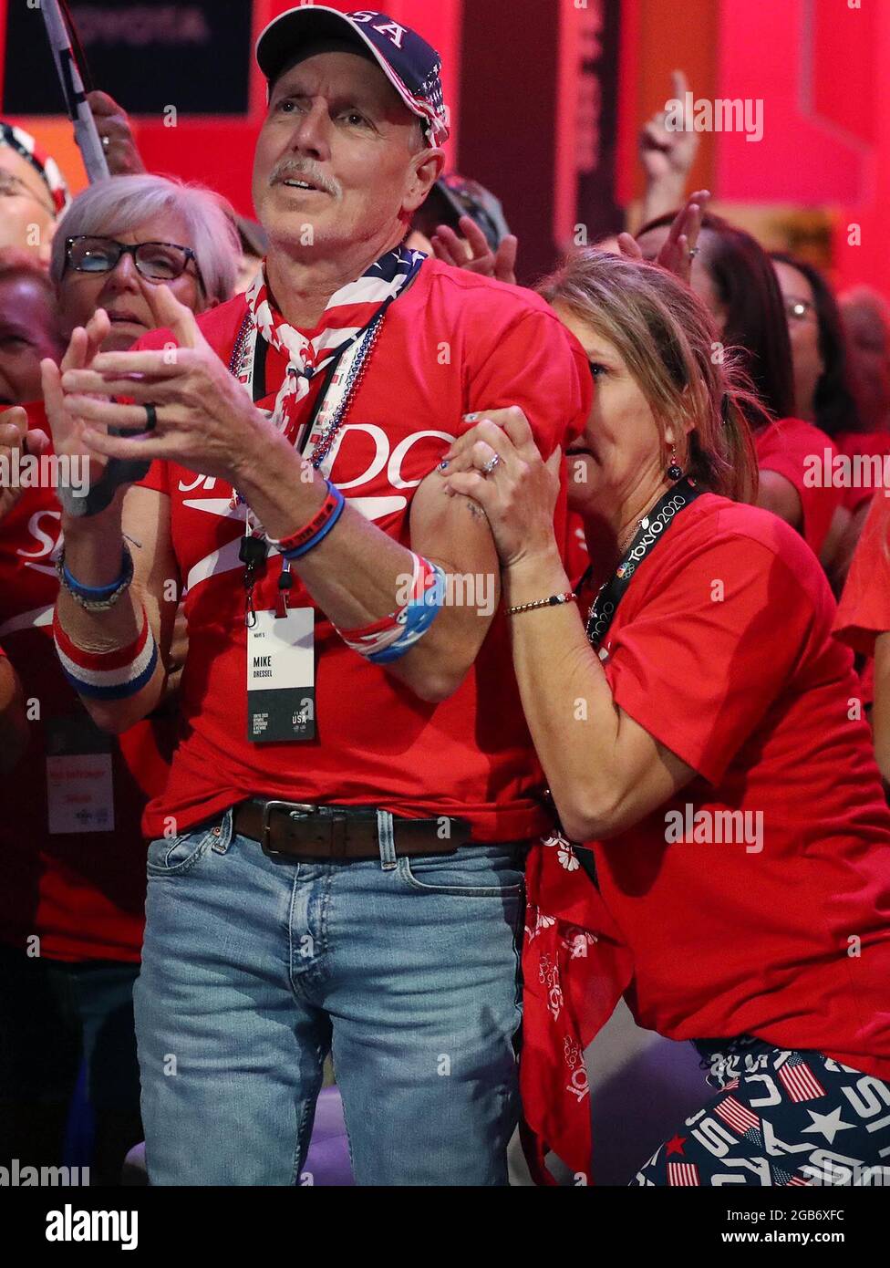 Christina Dressel, right, mother of U.S. Olympic swimmer Caeleb Dressel ...