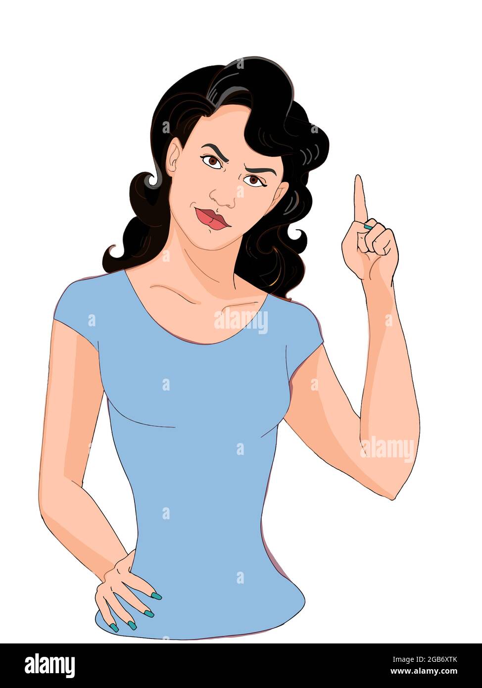 pop art ,characters ,cartoon woman ,pointing up Stock Photo - Alamy