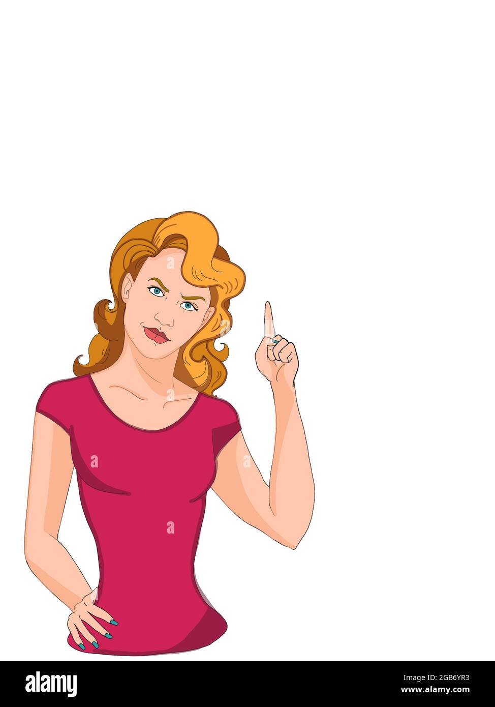 pop art ,characters ,cartoon woman ,pointing up , text area Stock Photo ...