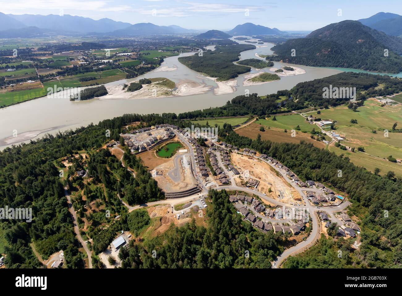 Aerial View of Fraser Valley with Canadian Nature Mountain Landscape ...