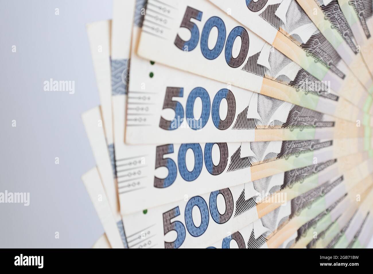 A fan from ukrainian money. 500 hryvnia banknotes Stock Photo - Alamy