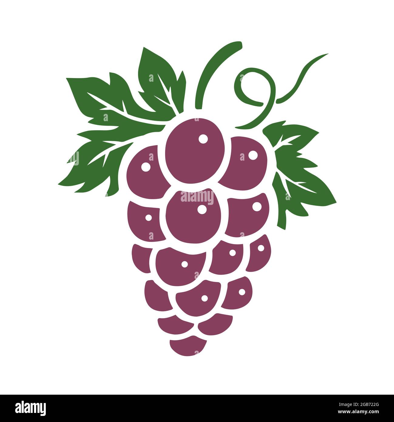 Bunch of grapes. Color silhouette. Label, symbol of wine. Isolated ...