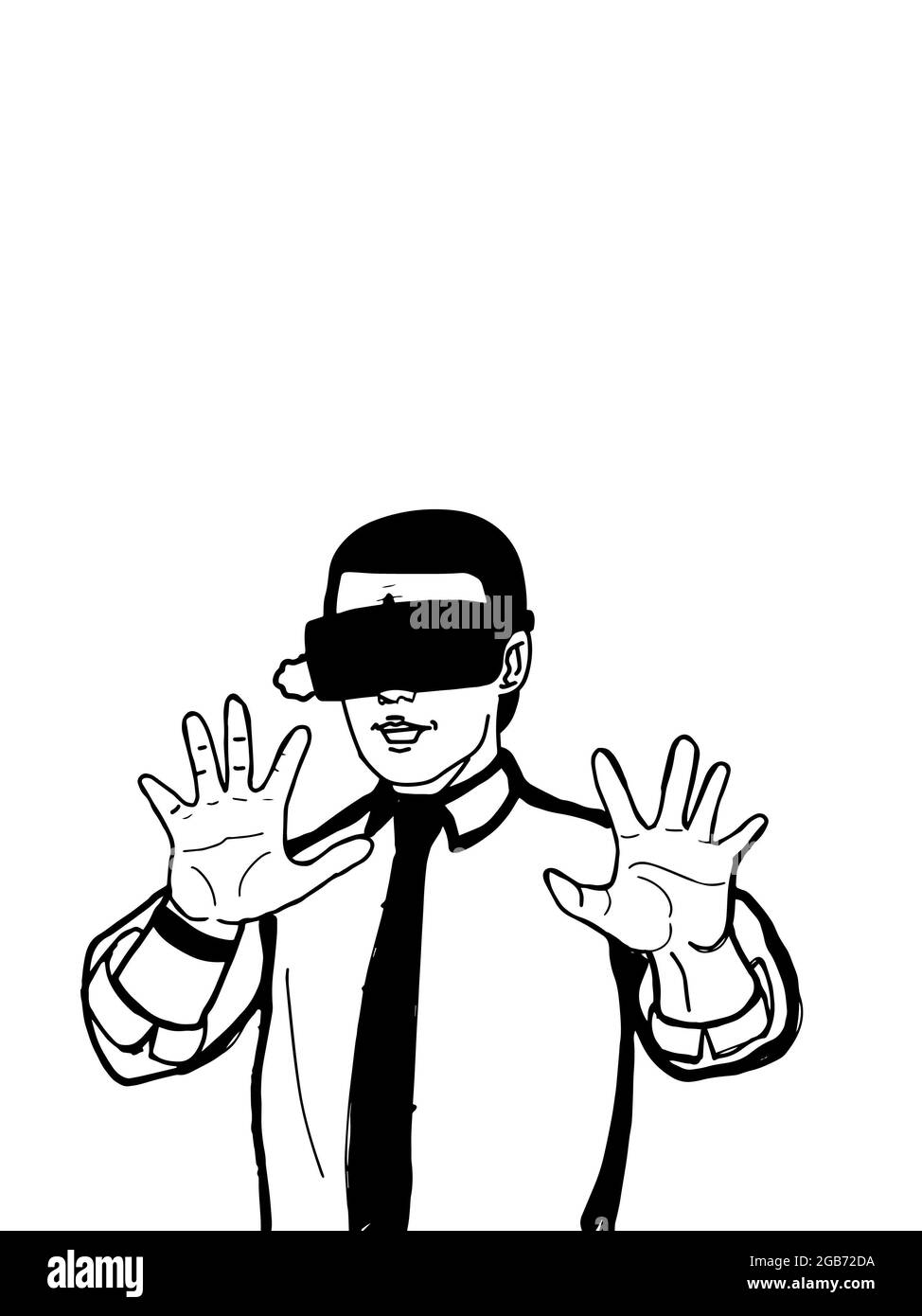 cartoon businessman half body surprised illustration , grey colors ...