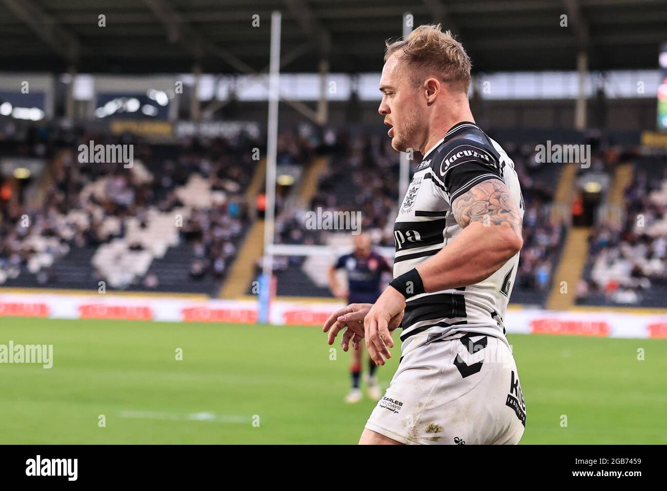 Adam Swift (21) of Hull FC celebrates his try Stock Photo - Alamy