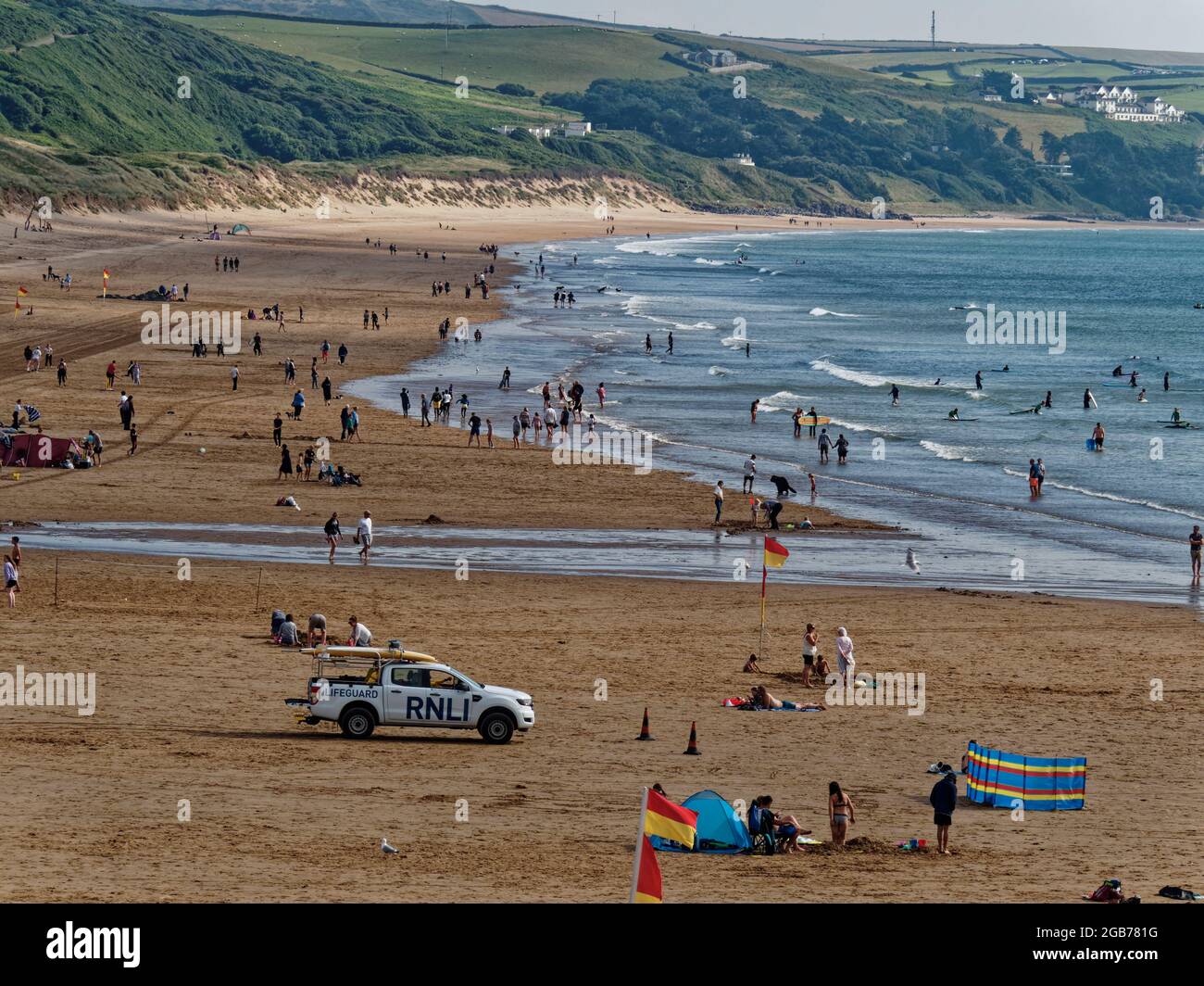 Woolacombe beach devon huts hi-res stock photography and images - Alamy