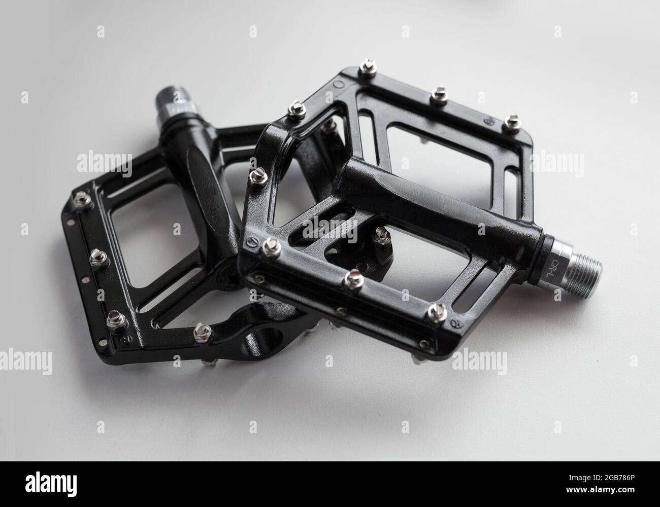 mountain bike pedals on an isolated white background Stock Photo - Alamy