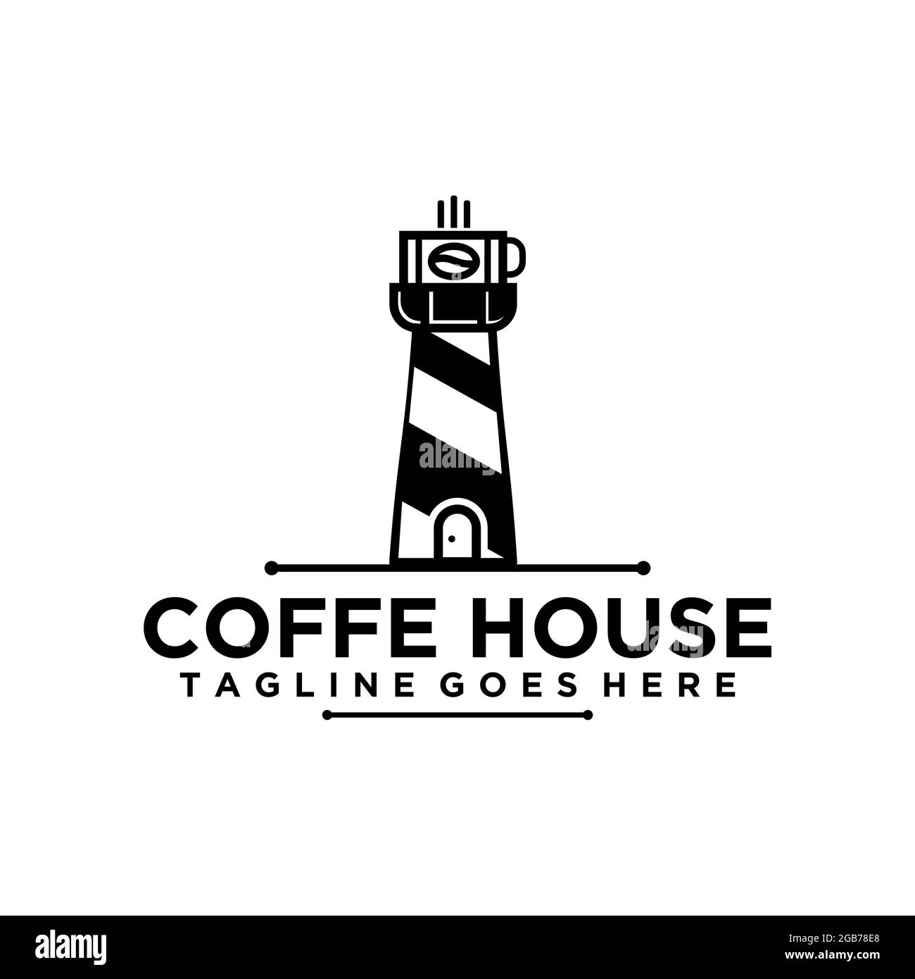 Black And White Logo Coffee and Lighthouse Stock Vector Image & Art - Alamy