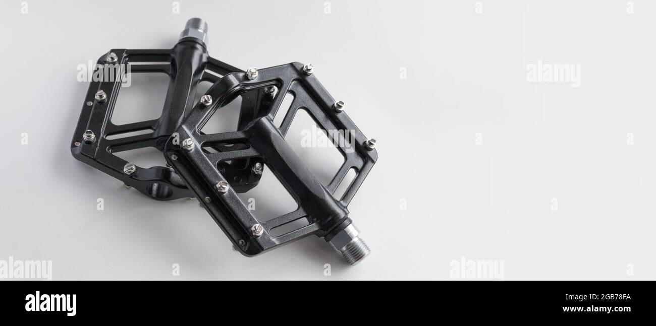 panorama mountain bike pedals on an isolated white background Stock ...