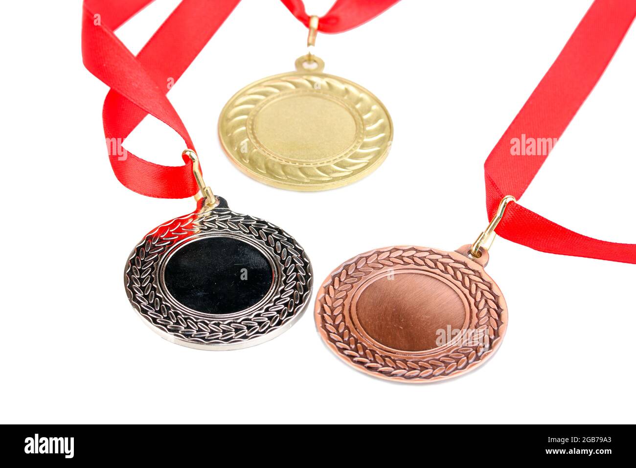 Three medals isolated on white Stock Photo - Alamy