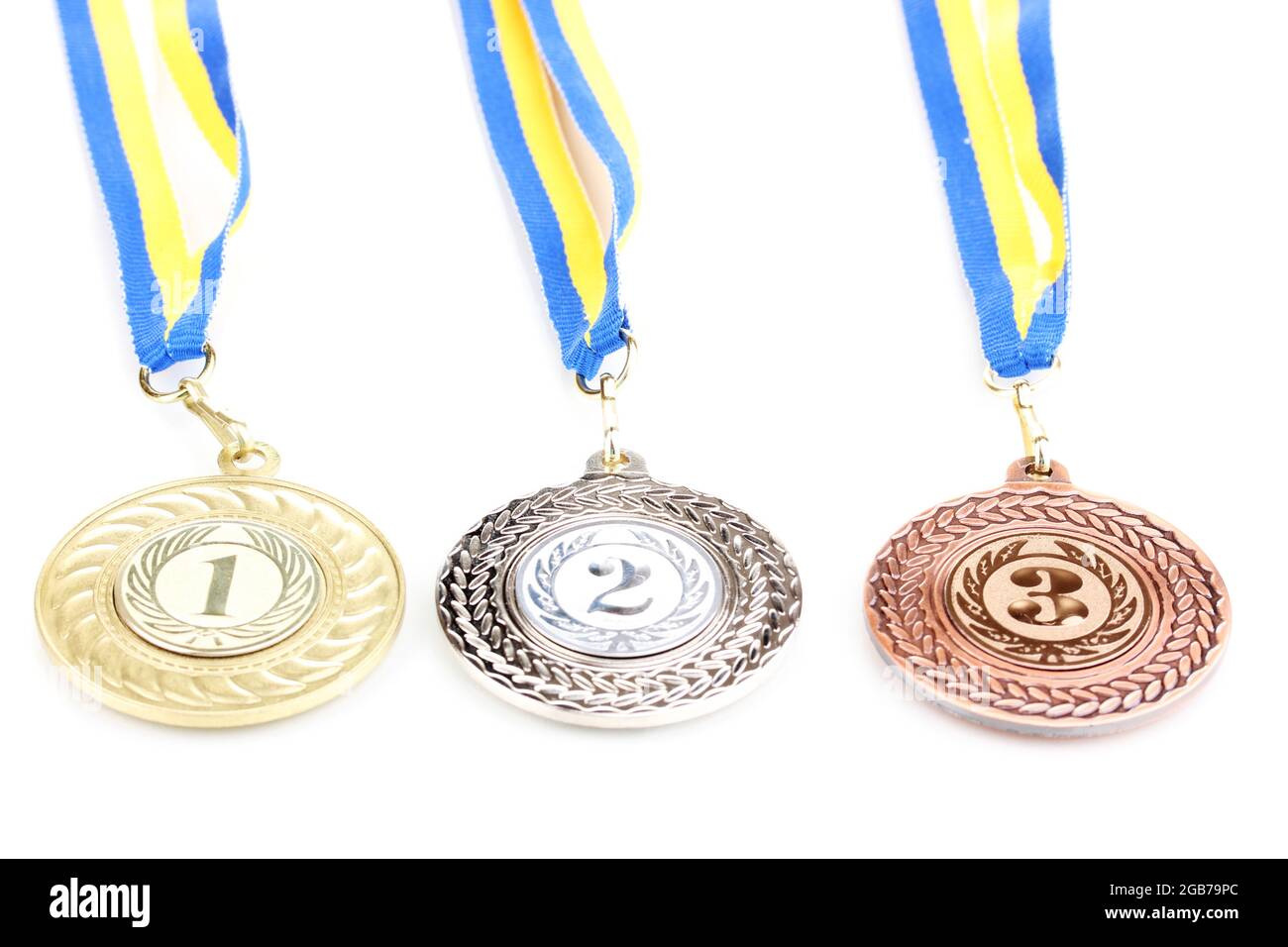 Three medals isolated on white Stock Photo - Alamy