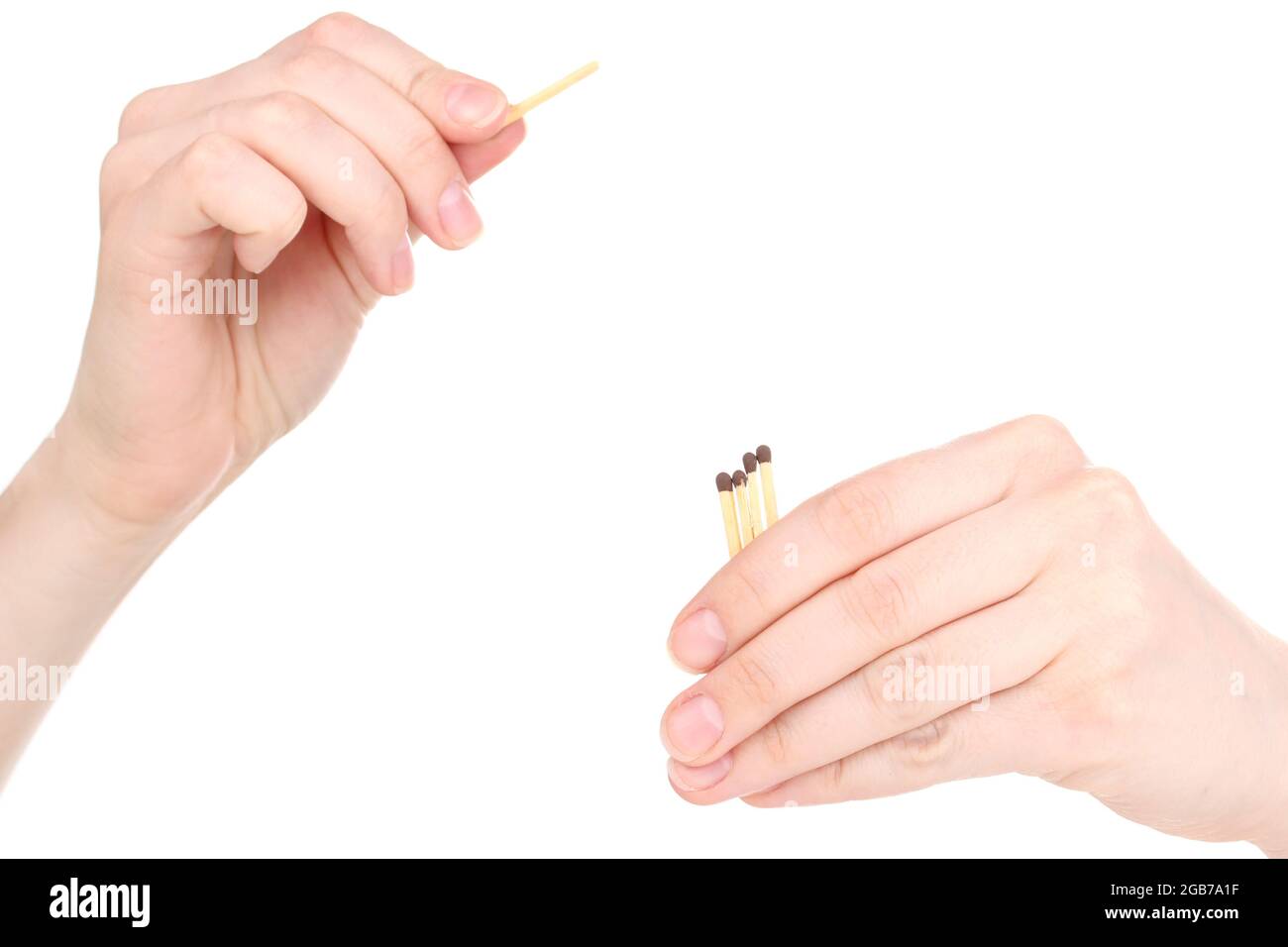 Hand throwing match isolated on white Stock Photo - Alamy