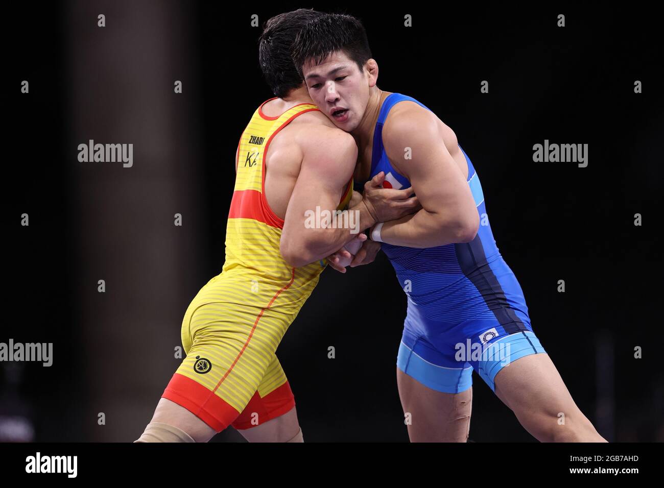 Tokyo, Japan. 2nd Aug, 2021. (L-R) Demeu Zhadrayev (KAZ), Shohei Yabiku ...