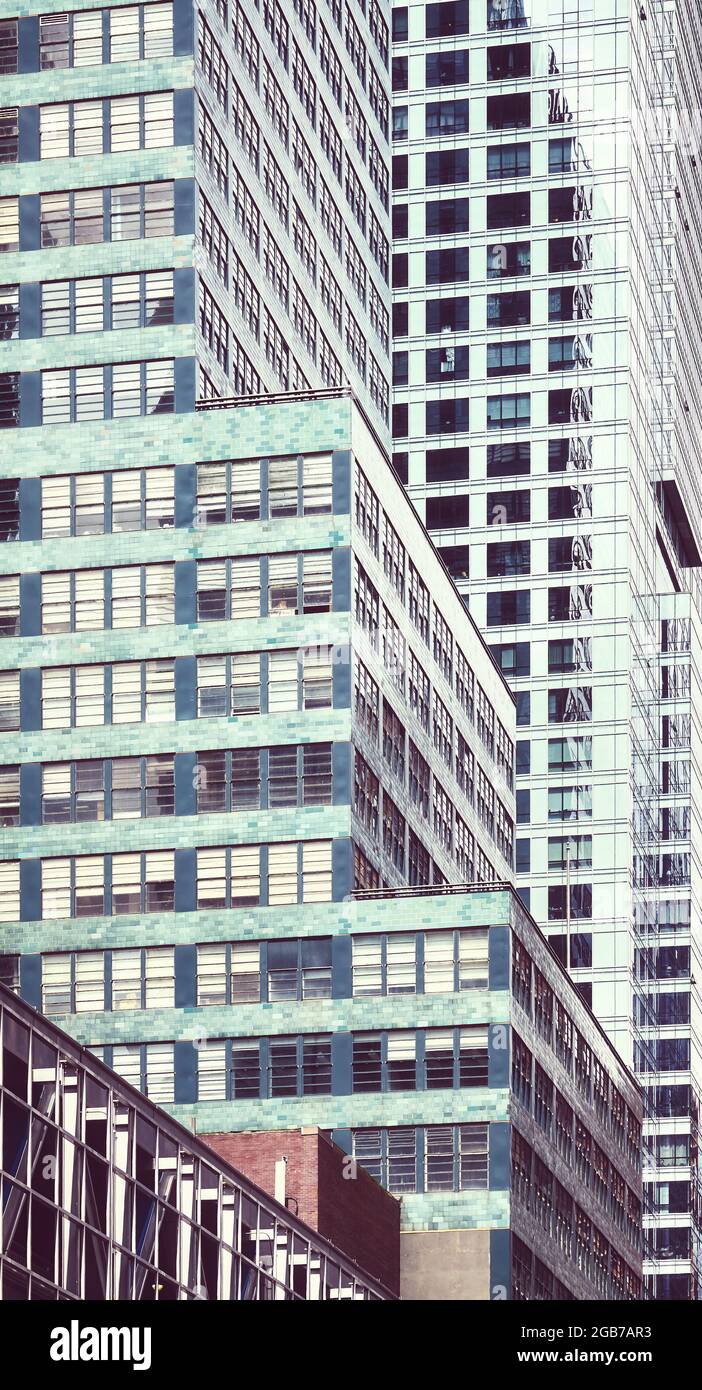 New York City diverse modern architecture, color toned urban background ...