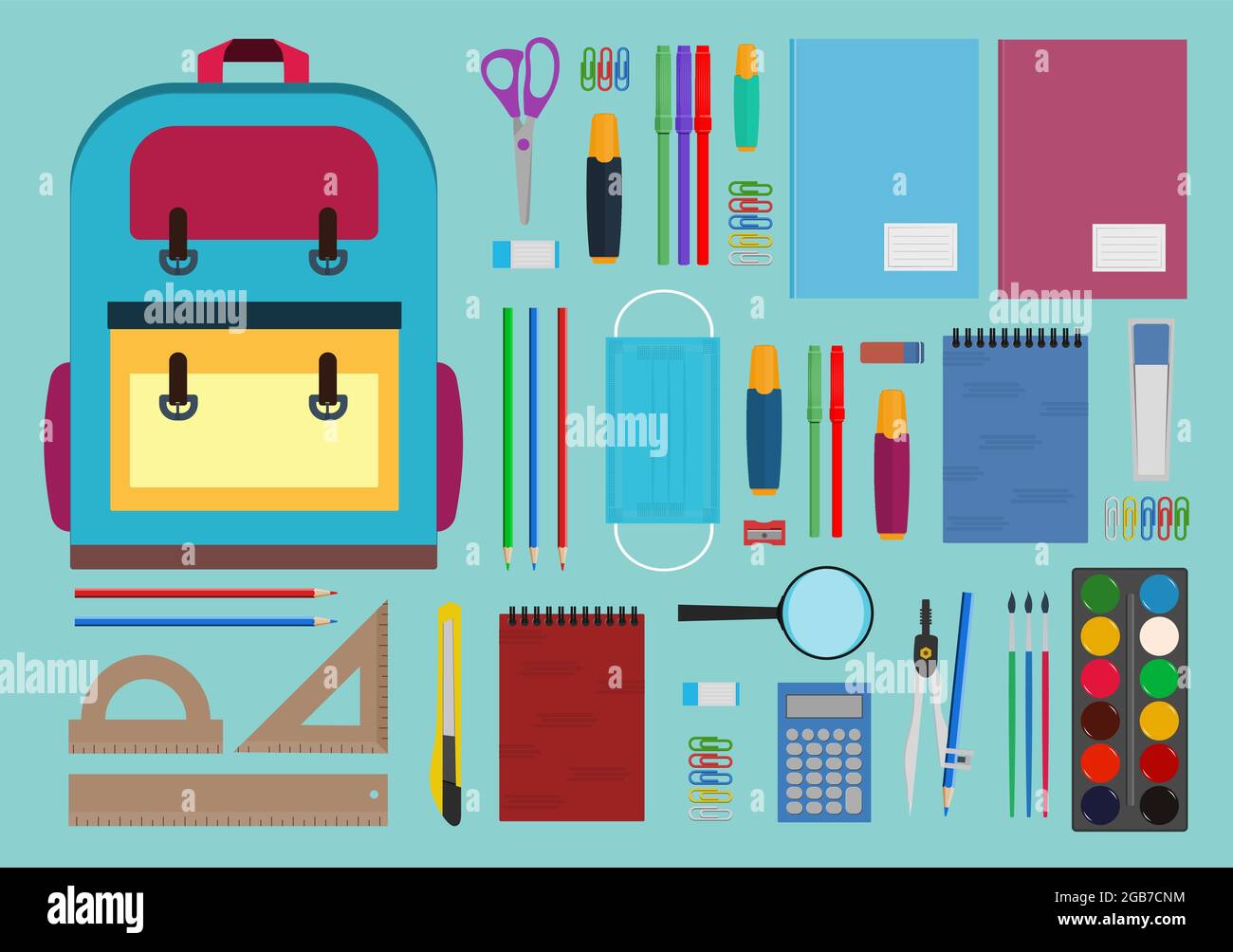 School set study supplies Stock Vector Images - Alamy