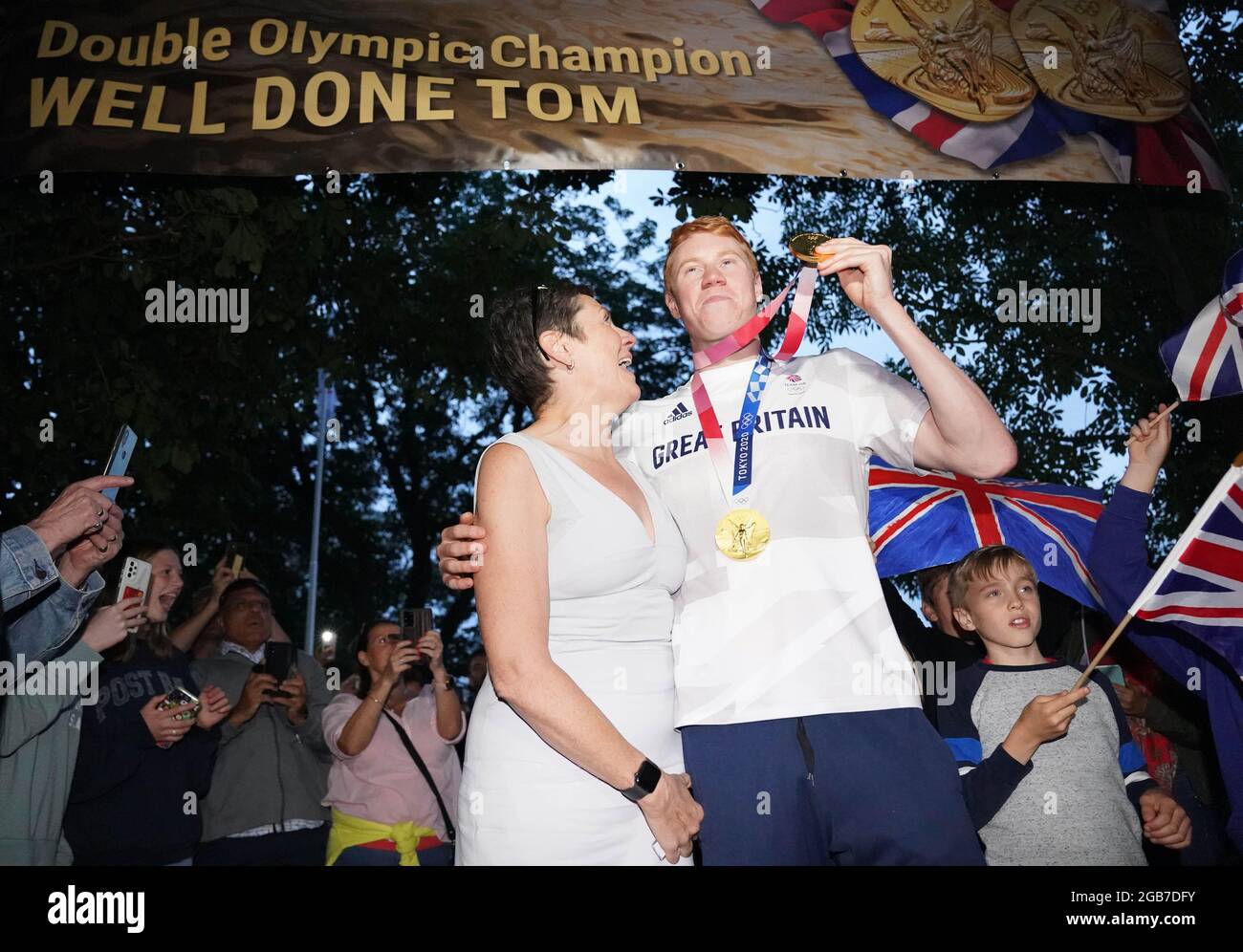 British swimmer Tom Dean, with his mother Jacquie Hughes, at a welcome ...