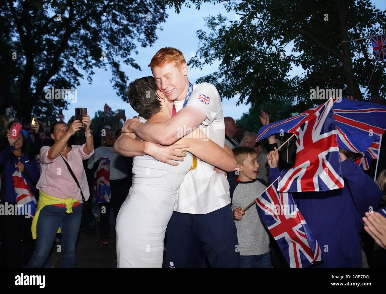 British swimmer Tom Dean, with his mother Jacquie Hughes, at a welcome ...